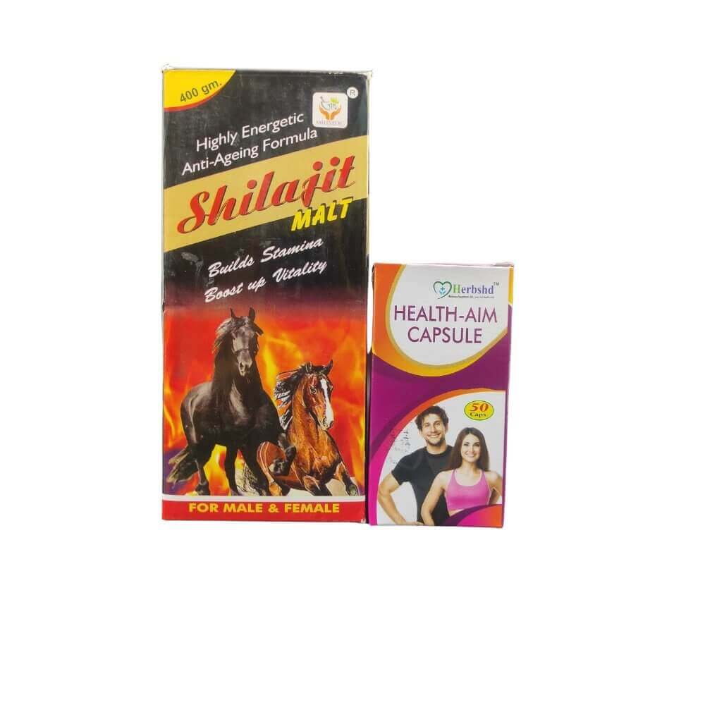Ayurvedic Shilajit Malt & Health Aim Capsules